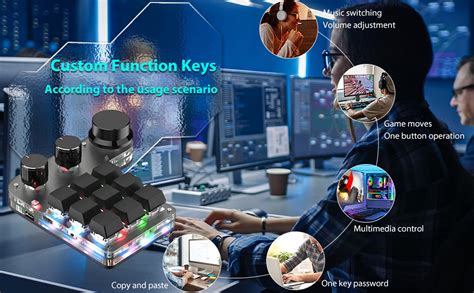 Amazon Com One Handed Programmable Mechanical Keyboard Keys Knobs RGB Programmable Macro