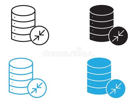 Shrink Database Icon Black And White Vector Outline Sign Stock Illustration Illustration Of