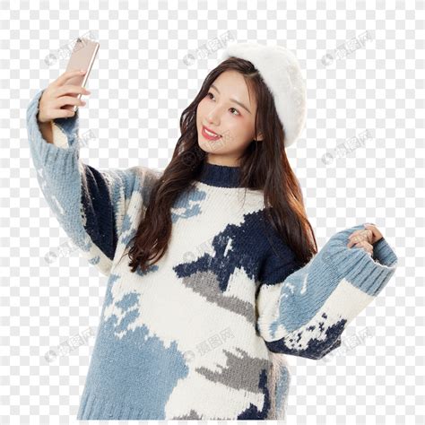 휴대 전화로 셀카를 찍는 아름다운 소녀 Png 일러스트 무료 다운로드 Lovepik