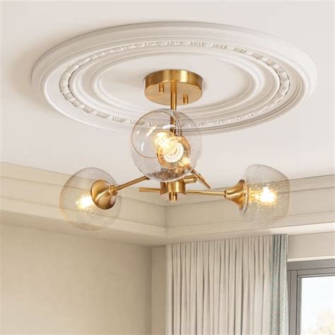 Mid Century Modern 3 Light Adjustable Semi Flush Mount Sputnik Wine