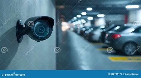 Advanced Hightech Ip Security Camera Installed In A Contemporary Modern Parking Garage Facility