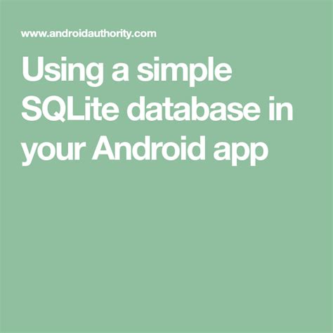 Simple Sqlite Database For Android Apps