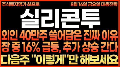 실리콘투 주가 전망 외인 40만주 쓸어담은 진짜 이유 장 중 16 급등 추가 상승 간다 다음주 이렇게만 해