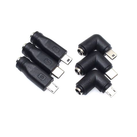 Dc 55x21mm Female Jack To Micro Usb Type C Mini Usb Male Plug Dc