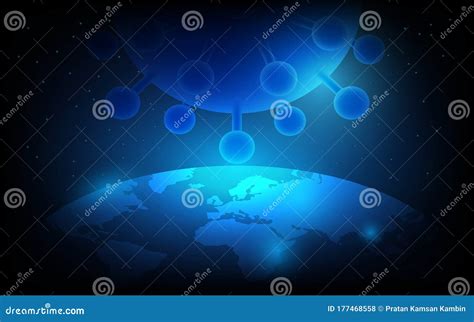 World Map Futuristic User Icon Interface Social Media Network Connection Concept Blue Background