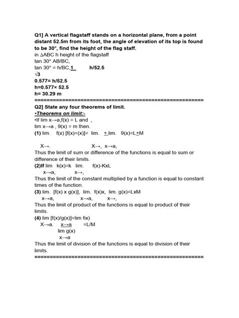 Math 111 Ab Short Q Ans Pdf Function Mathematics Integral