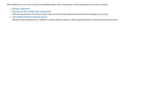 Backing Up Azure Stack Hub Administration Guide—dell Integrated