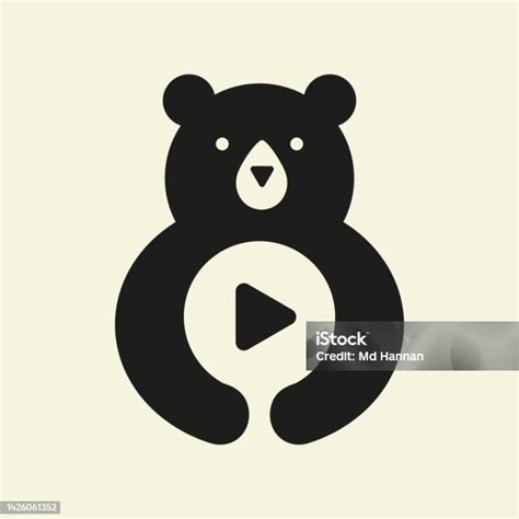 초기 곰 놀이 로고 부정적인 공간 벡터 템플릿 곰 홀딩 플레이 기호 곰에 대한 스톡 벡터 아트 및 기타 이미지 곰 로고 겨울 Istock