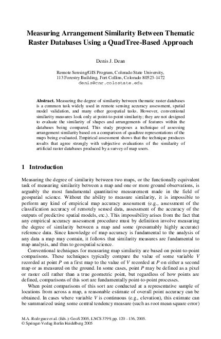 Pdf Measuring Arrangement Similarity Between Thematic Raster Databases Using A Quadtree Based