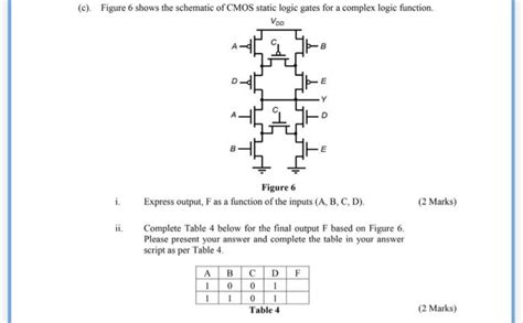 Solved C Figure 6 Shows The Schematic Of Cmos Static