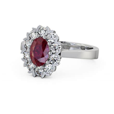 Cluster Ruby And Diamond 160ct Ring Palladium Haile Angelic Diamonds