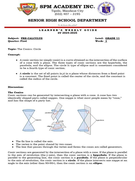 Conic Sections Circle Pdf Mathematical Concepts Euclidean Geometry