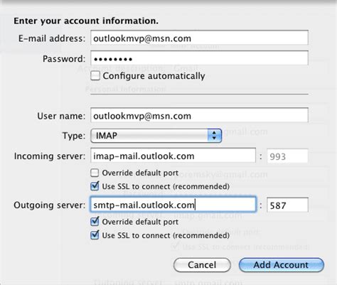 Setting Up An Outlook Com IMAP Account
