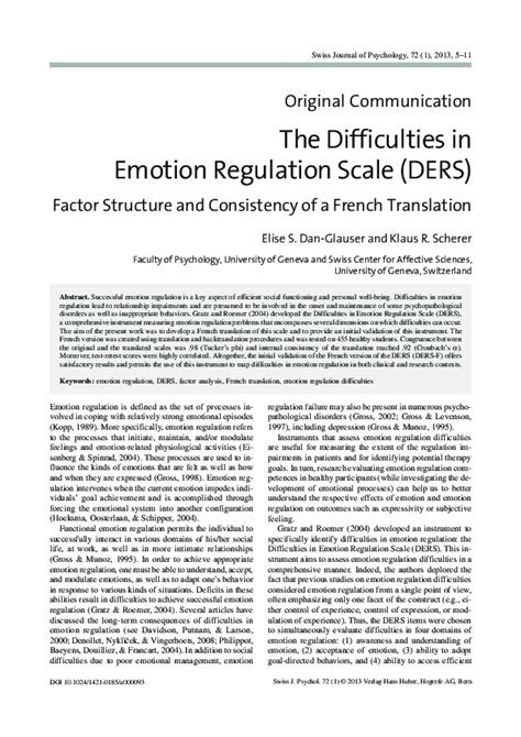 Pdf The Difficulties In Emotion Regulation Scale Ders Melinda Reinhardt