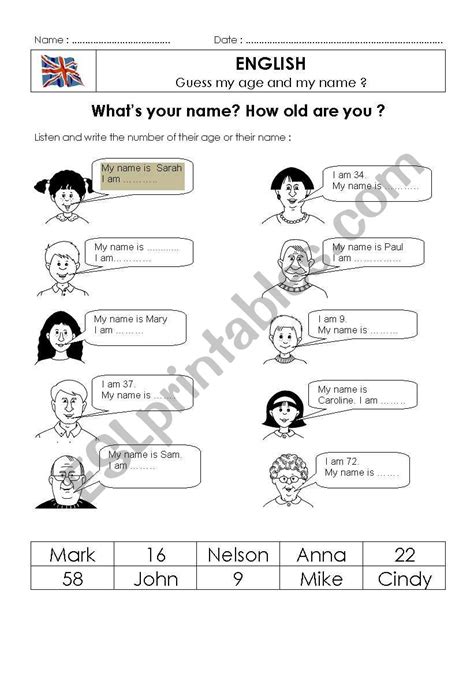 Tell Your Name And Age Esl Worksheet By Azouz