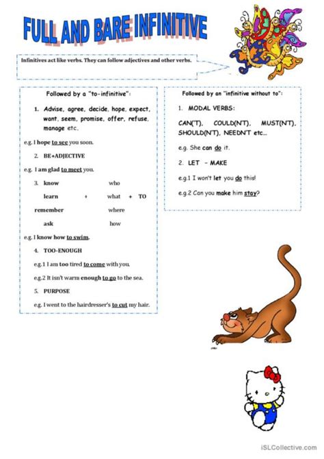 25 Infinitive Bare Infinitive English Esl Worksheets Pdf
