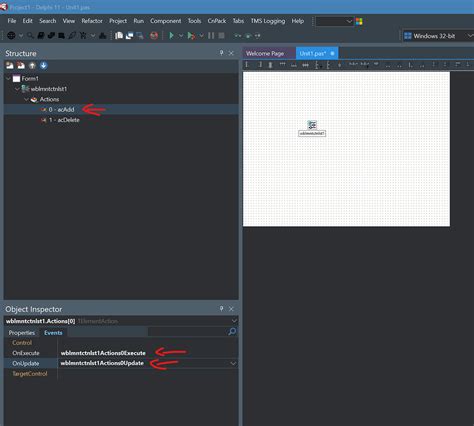 Twebelementactionlist And Default Name For Execute Update Event