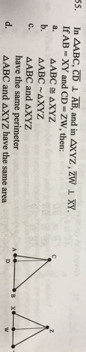 Solved In Abc Cd Ab And In Delta Xyz Zw Xy If Ab Xy