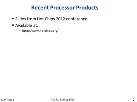 4252013 Cs152 Spring 2013 Cs 152 Computer Architecture And Engineering Lecture 22 Putting It