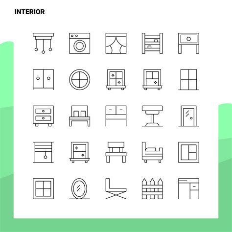 Set Of Interior Line Icon Set 25 Icons Vector Minimalism Style Design Black Icons Set Linear