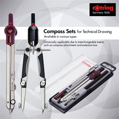 Rotring Compass Set For Technical Drawing Drafting Geometry Architecture And Engineering College