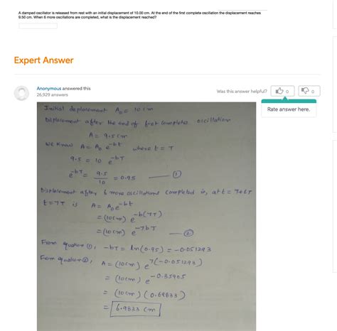 solved a damped oscillator is released from rest with an