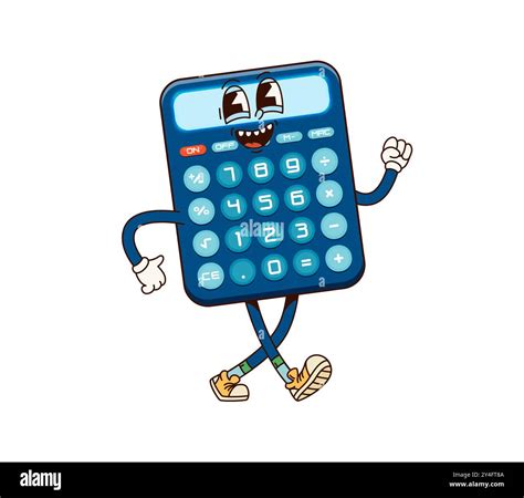 School Education Calculator Groovy Character Isolated Cartoon Vector