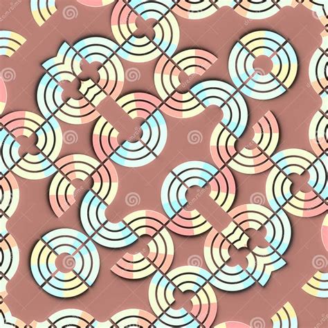 Digital Illustration Of A Symmetrical Pattern Of Interconnected Rings