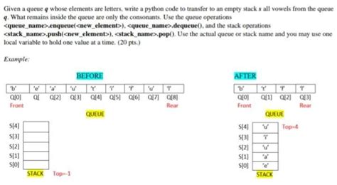 Solved Given A Queue Q Whose Elements Are Letters Write A Chegg