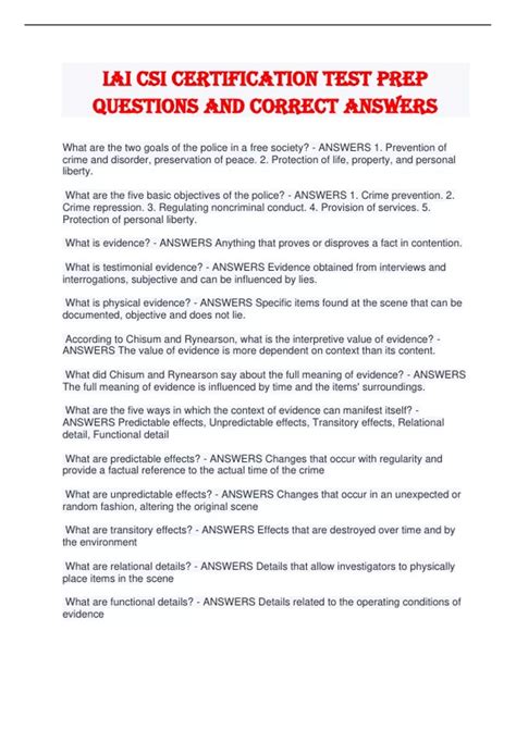 Iai Csi Certification Test Prep Questions And Correct Answers Iai