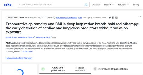 [citation Report] Preoperative Spirometry And Bmi In Deep Inspiration Breath Hold Radiotherapy