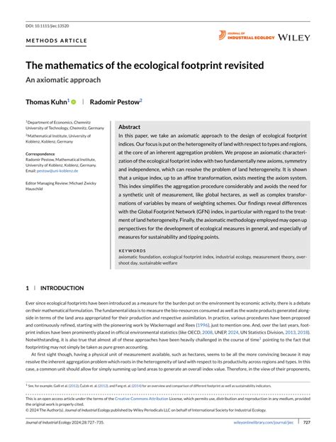 Pdf The Mathematics Of The Ecological Footprint Revisited An Axiomatic Approach