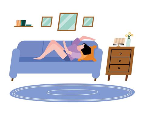 Woman On Couch At Home Vector Design 1994172 Vector Art At Vecteezy