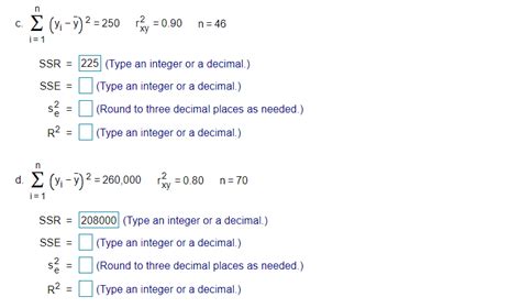 Solved Compute Ssr Sse And The Coefficient Of
