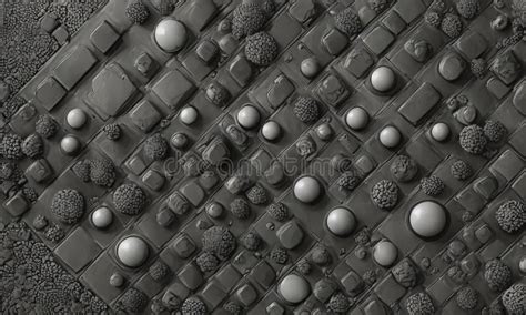 Black And White Textured Surface With Numerous Small White And Gray Spheres Arranged In Grid