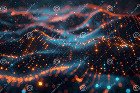 This Is A Digital Background With Waveforms And Glowing Particles Perfect For Hightech And