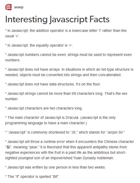 Interesting Javascript Facts Facts Lower Case Letters Javascript
