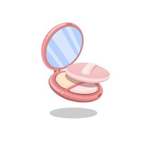 Pocket Compact Powder Makeup Cosmetic Woman Cartoon Illustration Vector