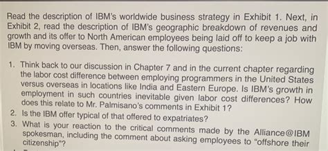 Solved Read The Description Of IBM S Worldwide Business Chegg Com