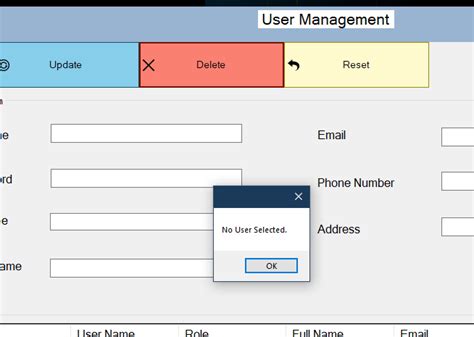 Clicking Update Button After Reset Button Without Selecting Any Users Will Throw Error · Issue