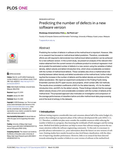Pdf Predicting The Number Of Defects In A New Software Version