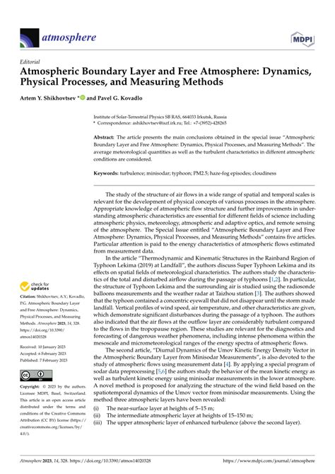 Pdf Atmospheric Boundary Layer And Free Atmosphere Dynamics