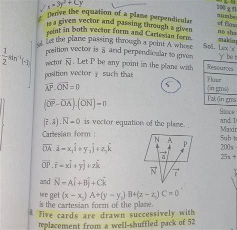 1 Derive The Equation Of A Plane Perpendicular To A Given Vector And Pas