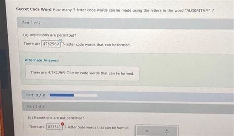 Solved Secret Code Word How Many 7 Letter Code Words Can Be