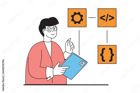 App Development Concept With People Scene In Flat Web Design Man