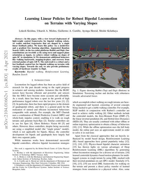Pdf Learning Linear Policies For Robust Bipedal Locomotion On Terrains With Varying Slopes