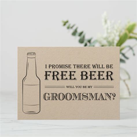 Free Beer Funny Groomsman Proposal
