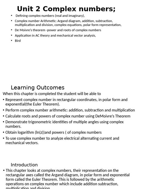 Unit 2 Complex Numbers Pdf Electrical Impedance Complex Number