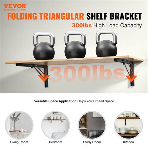 Vevor Shelf Bracket Foldable 613 Cm L 2 Pcs Heavy Duty Floating