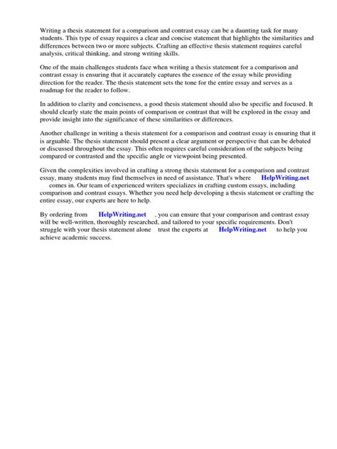 Thesis Statement In Comparison And Contrast Essay Pdf Essays Thesis